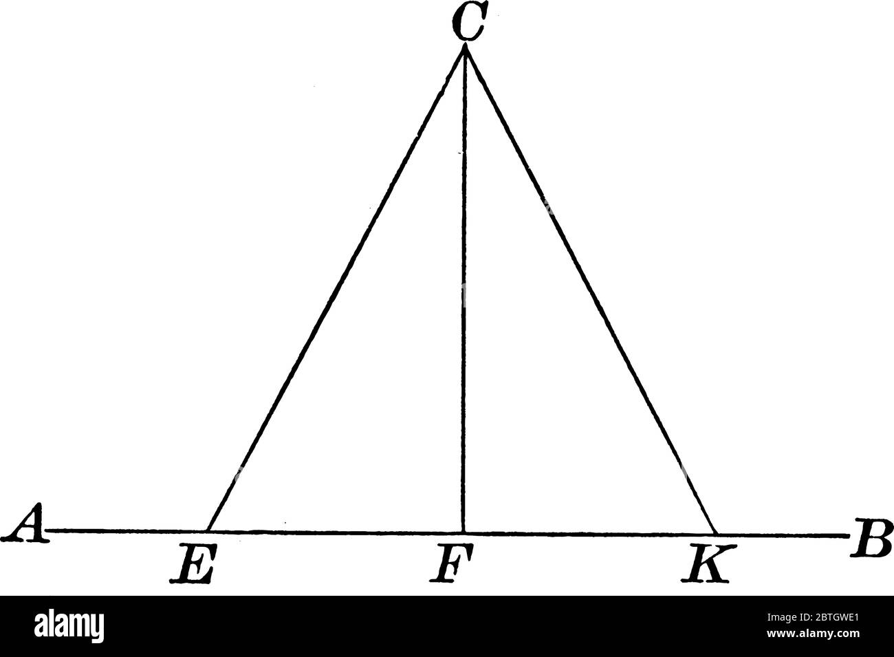 Construction of equilateral triangle with vertices E, C, K, and height ...