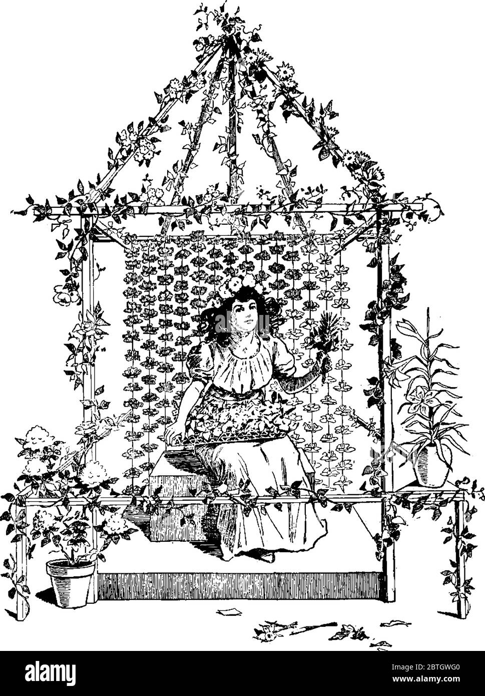 Girl flowers in head Cut Out Stock Images & Pictures - Alamy