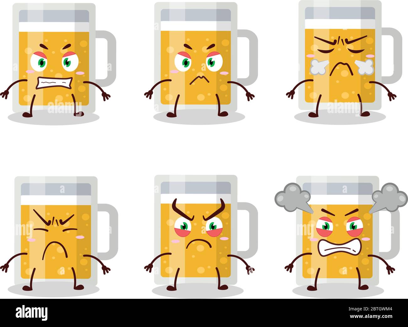 Mug of beer cartoon character with various angry expressions Stock ...