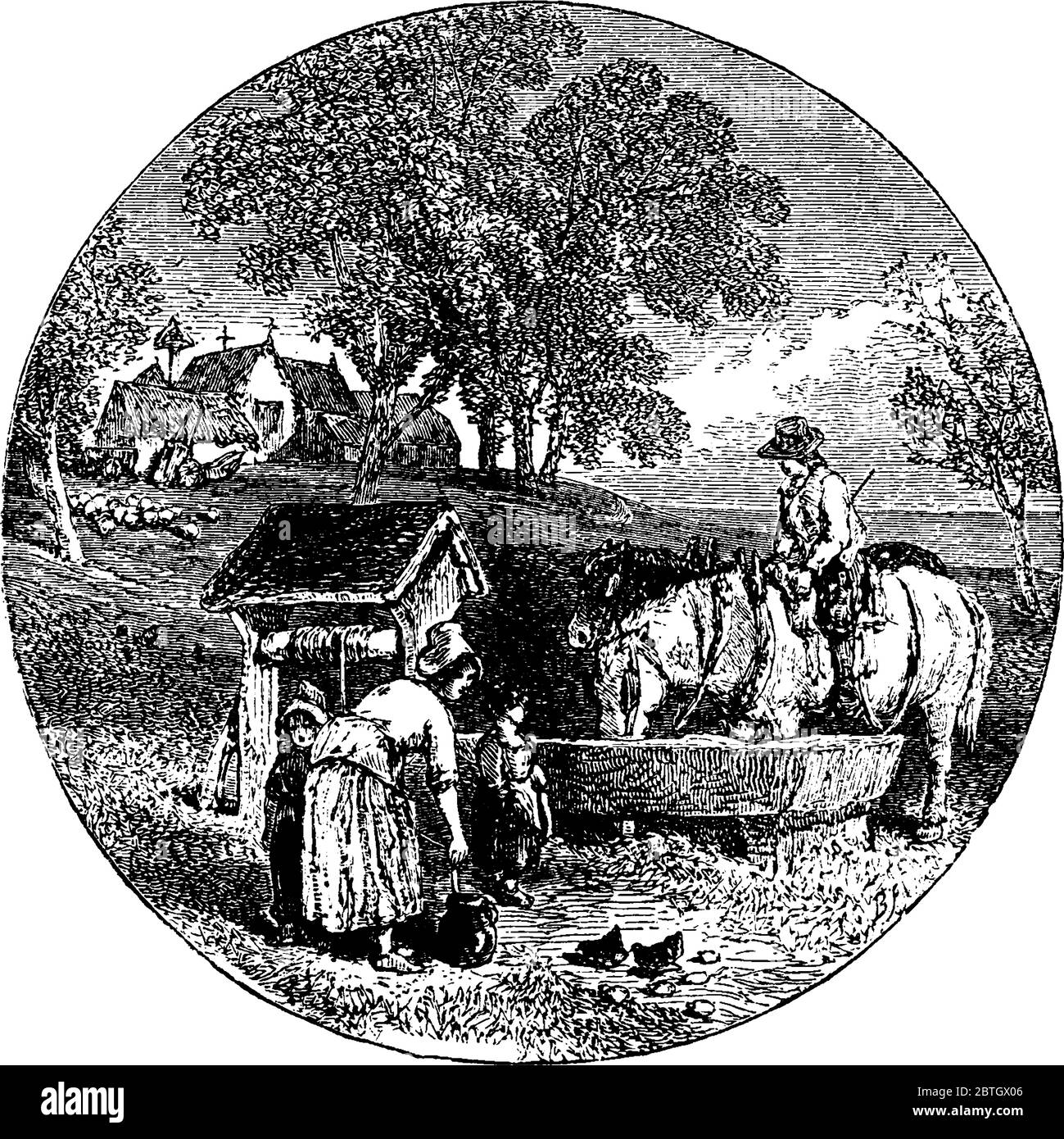 Horse drinking trough Stock Vector Images - Alamy