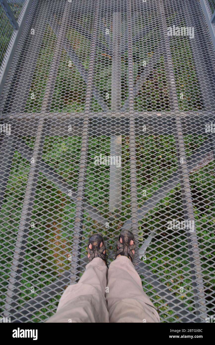 Walking skywalk are made of steel ,walkway background Stock Photo - Alamy