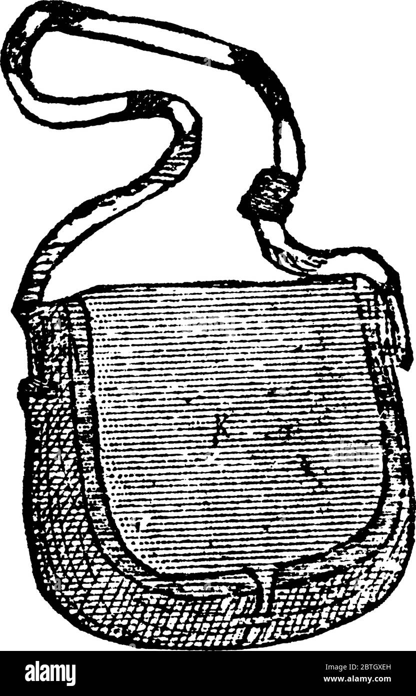 A Military Soldier's bad to hold his belongings, vintage line drawing ...