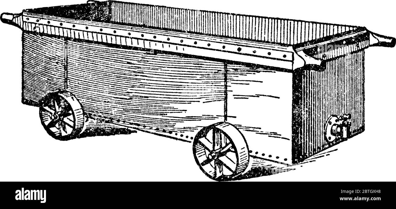 A typical representation of a rectangular cheese-vat, vintage line ...