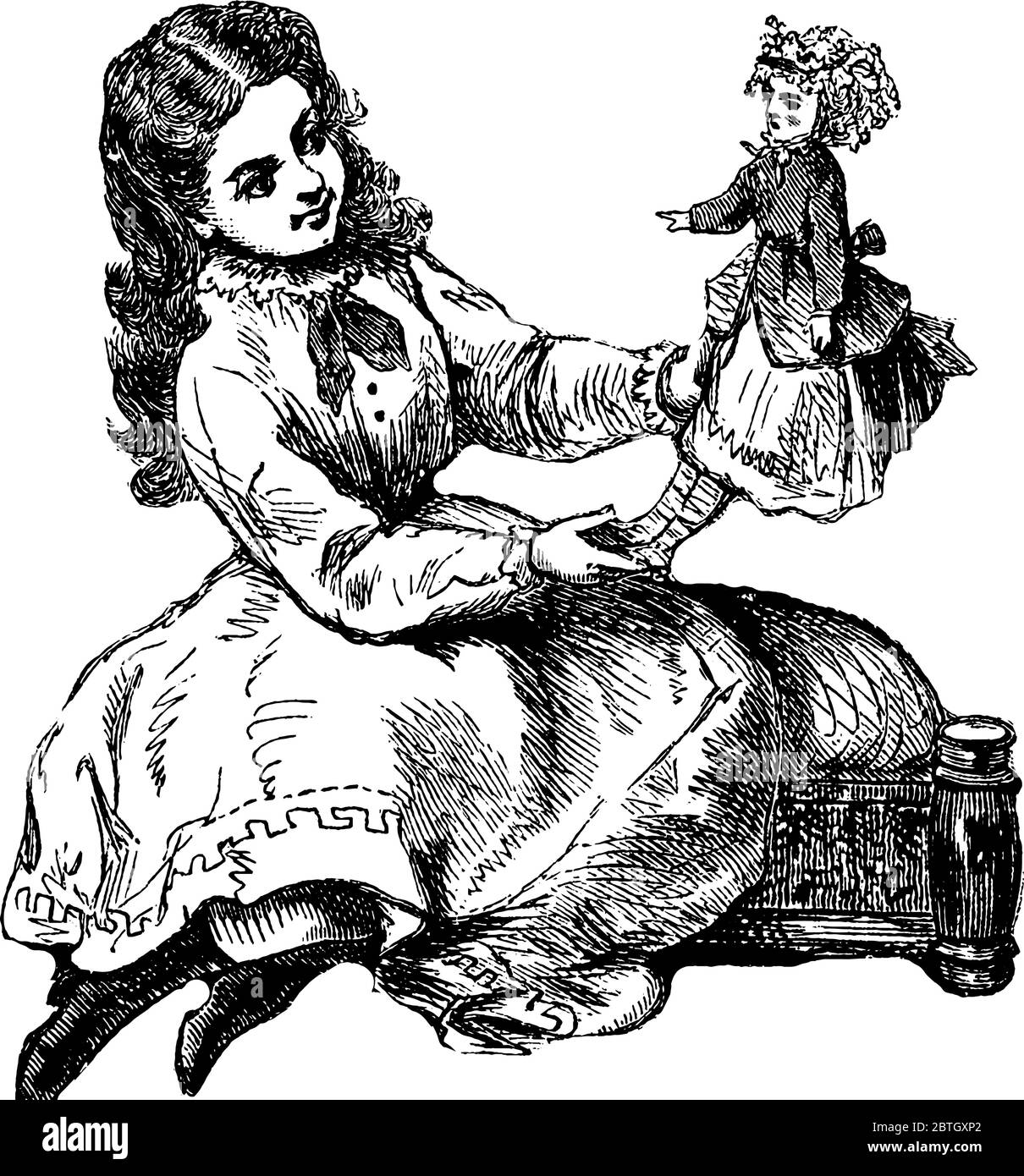 Illustration girl bed Black and White Stock Photos & Images - Alamy