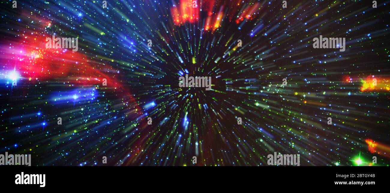 Fiery explosion in space. Abstract illustration of universe. Elements ...
