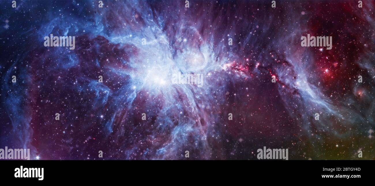 Fiery explosion in space. Abstract illustration of universe. Elements ...