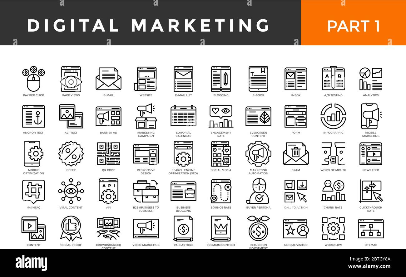 Automation line icons web Stock Vector Images - Alamy