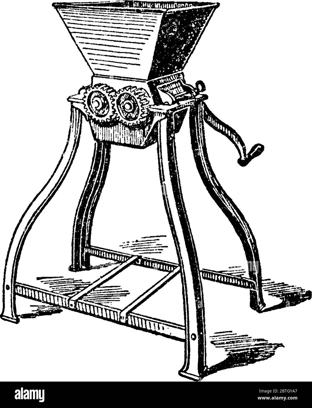 A curd mill, vintage line drawing or engraving illustration Stock ...