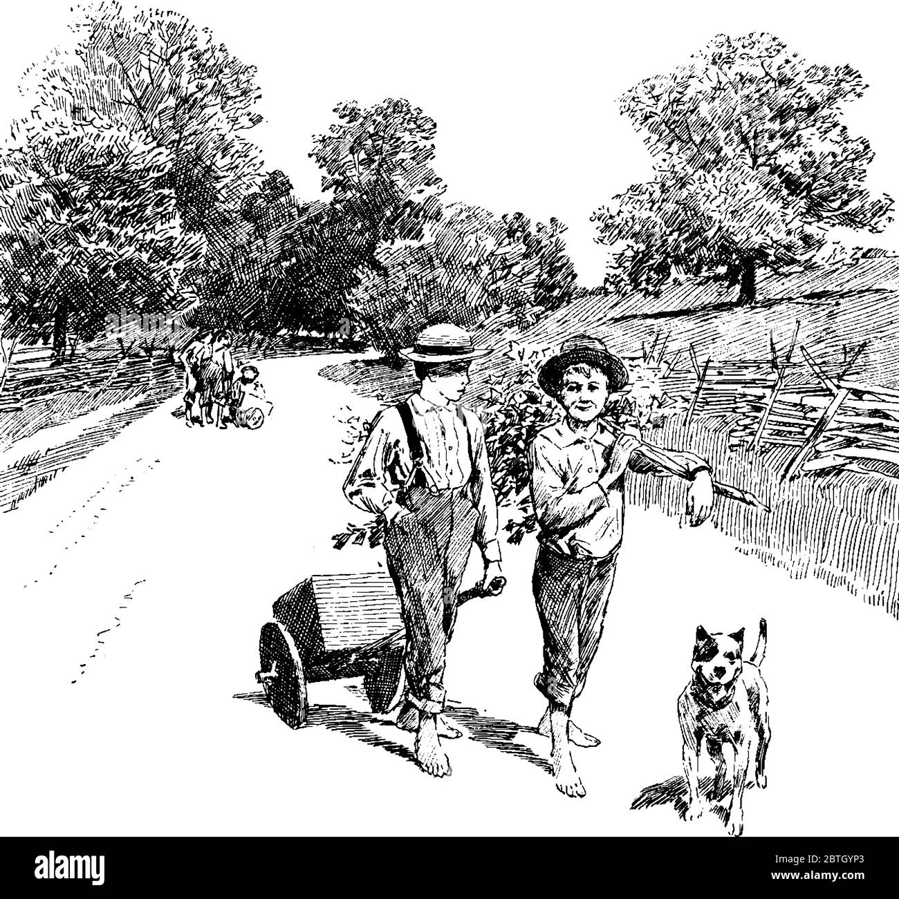 Boy walking his dog Black and White Stock Photos & Images - Alamy