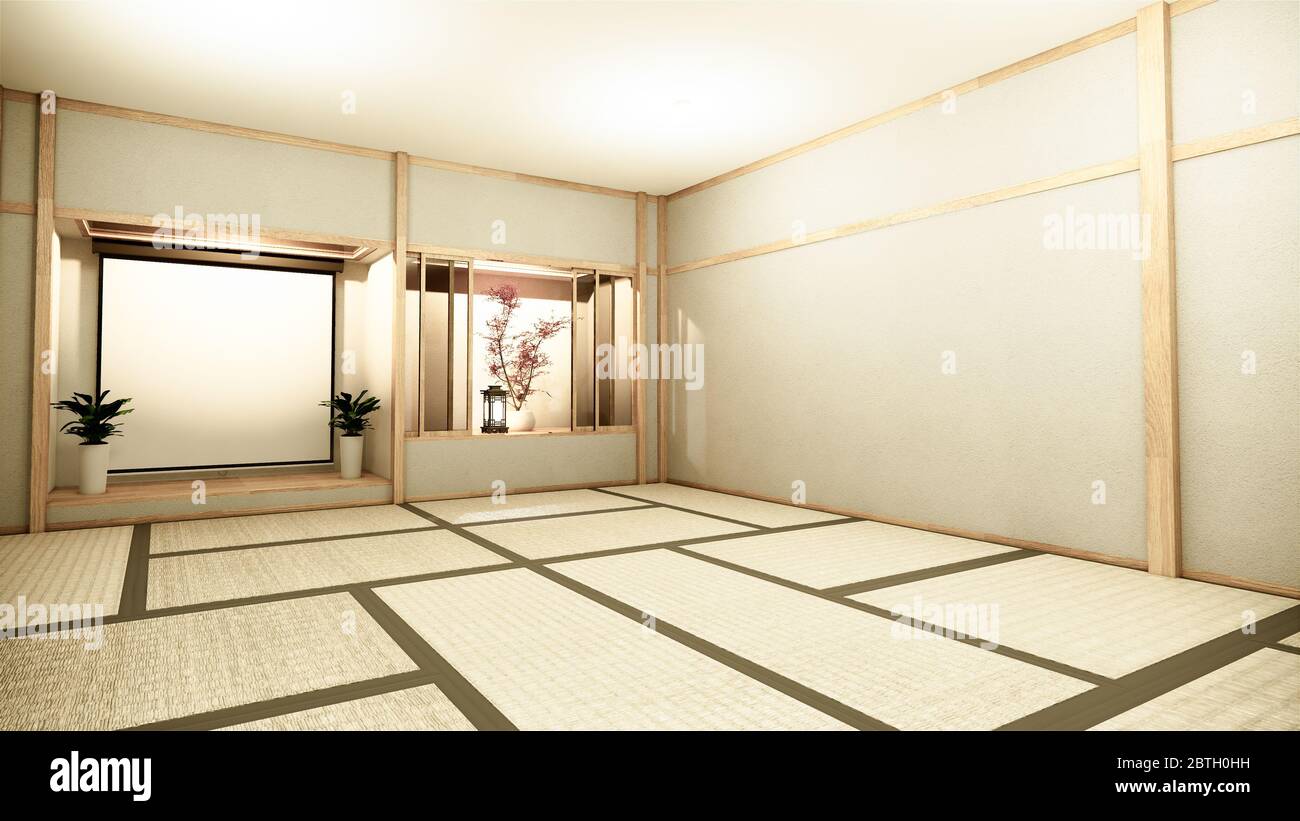Nihon room interior background with shelf wall japanese style design ...