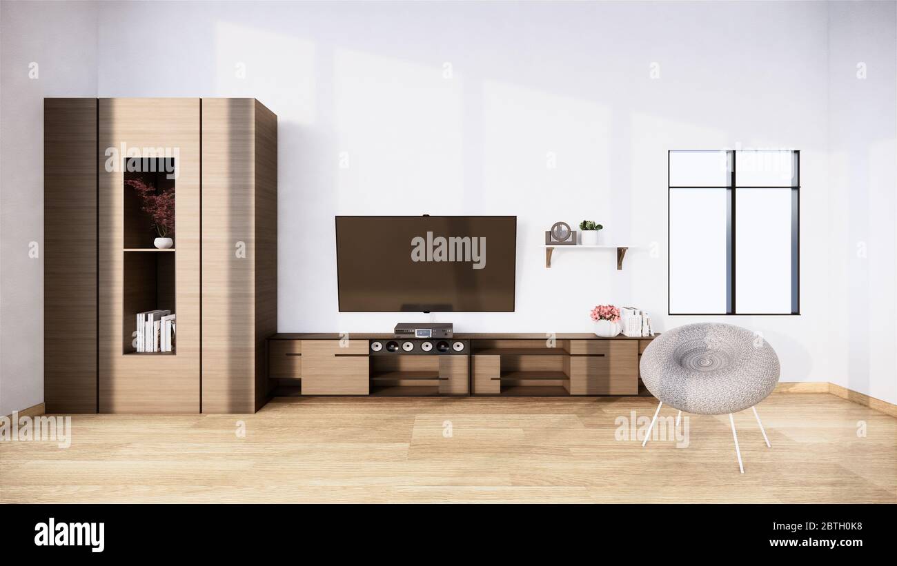 Tv cabinet in tropical mint room Japanese - zen style,minimal designs ...