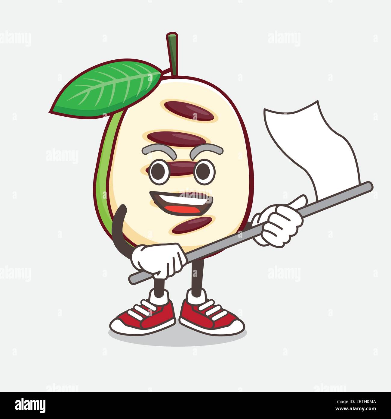 An illustration of Pawpaw Fruit cartoon mascot character waving a flag ...