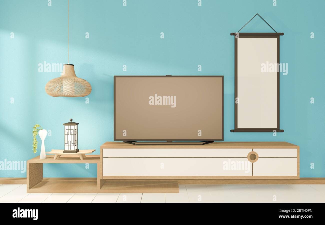 Tv cabinet in tropical mint room Japanese - zen style,minimal designs ...