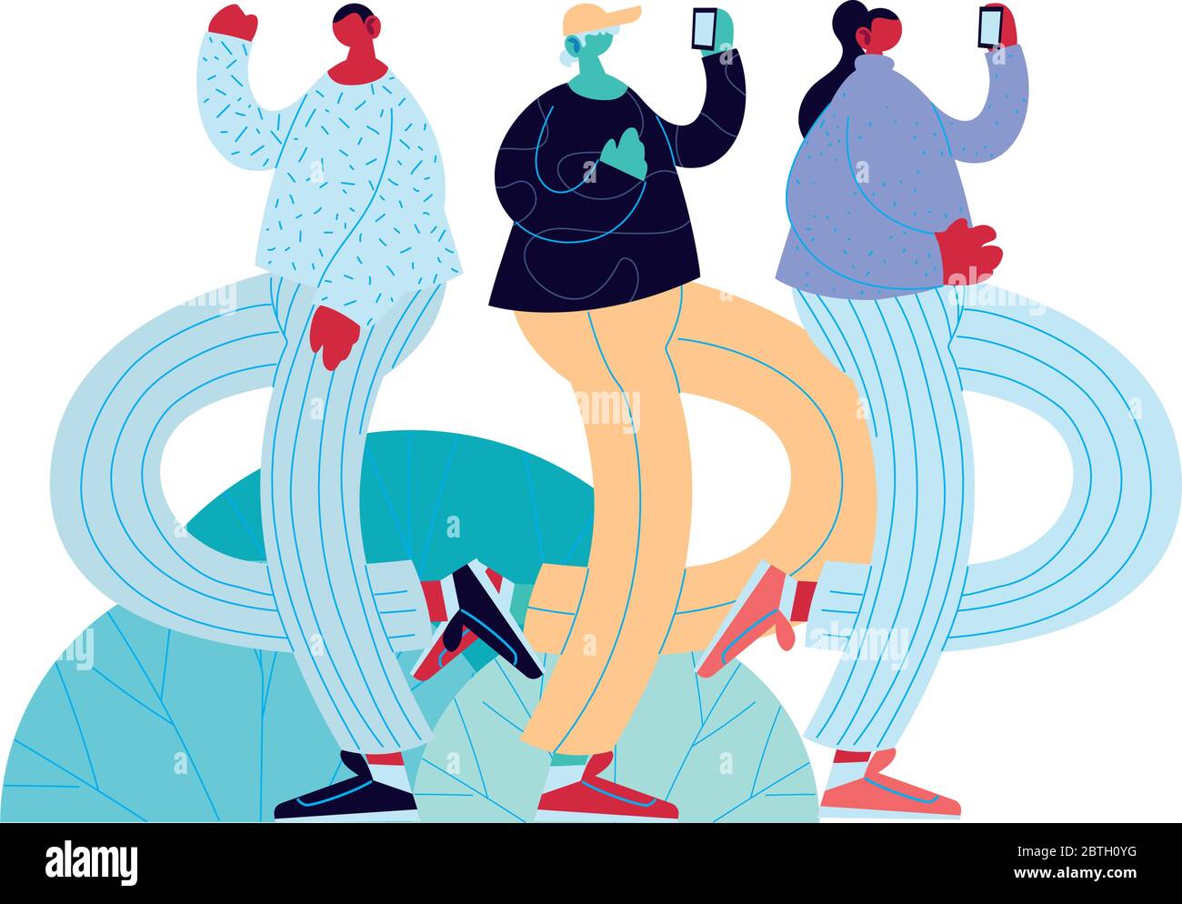 People cartoons with casual cloth and smartphones chatting design ...
