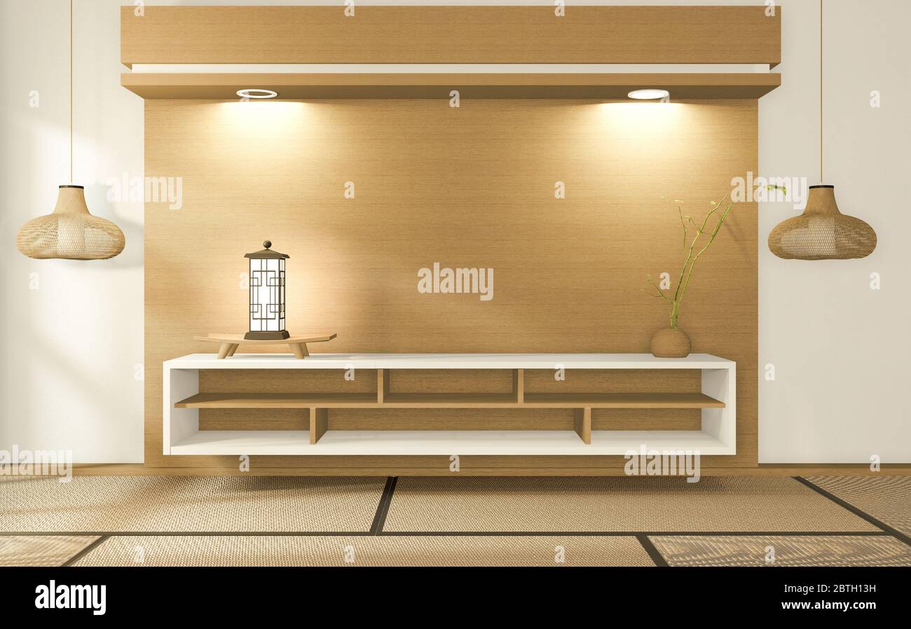 Tv cabinet in tropical empty room Japanese - zen style,minimal designs ...