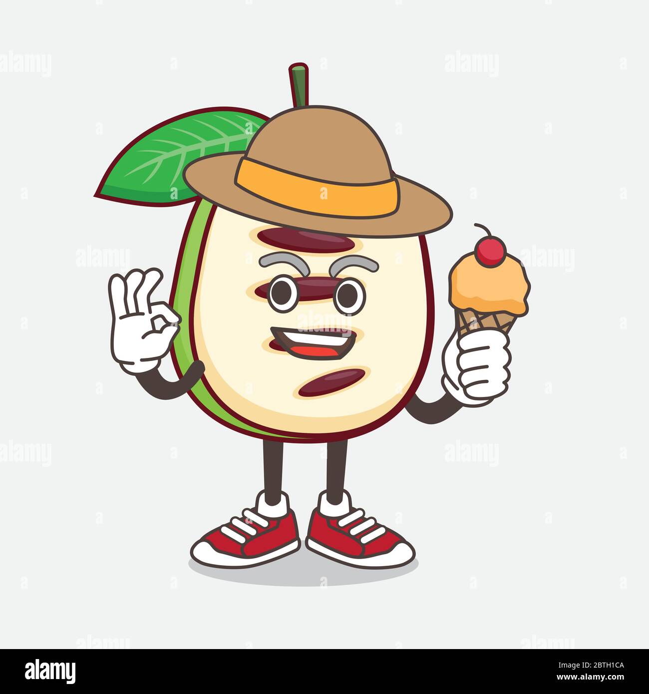 An illustration of Pawpaw Fruit cartoon mascot character holding ice ...