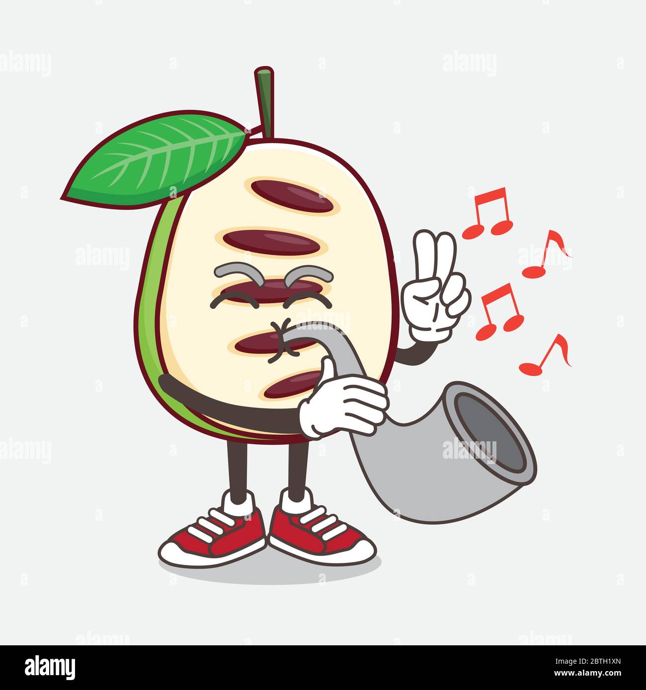 An illustration of Pawpaw Fruit cartoon mascot character playing music ...