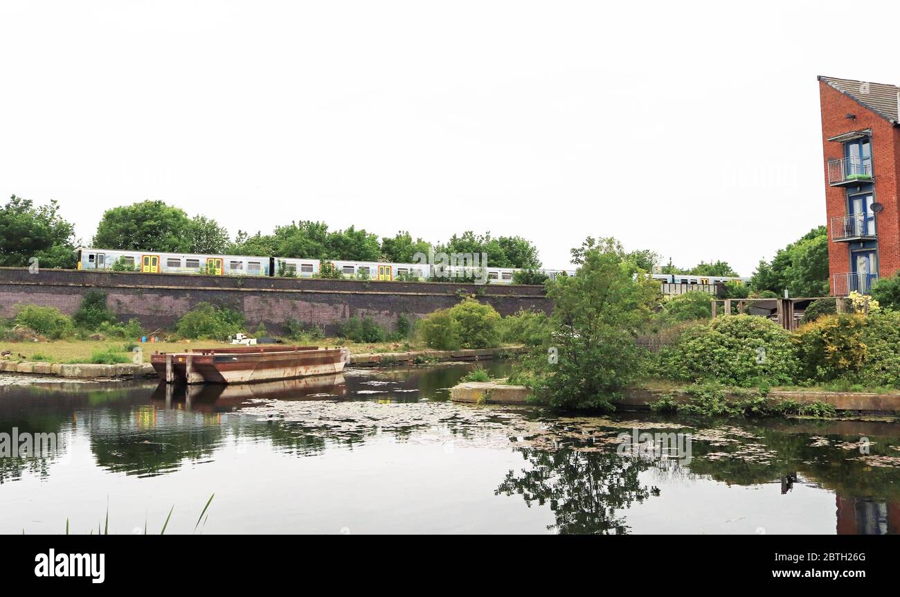 The Caroline Street canal basin and wharf in Bootle. The basin and ...