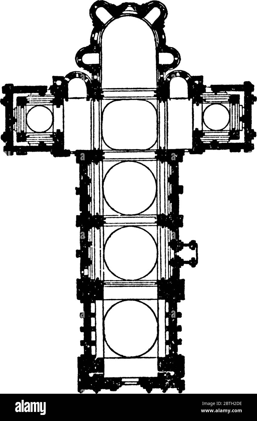 An illustration of the floor plan of Angouleme Cathedral. The designer ...