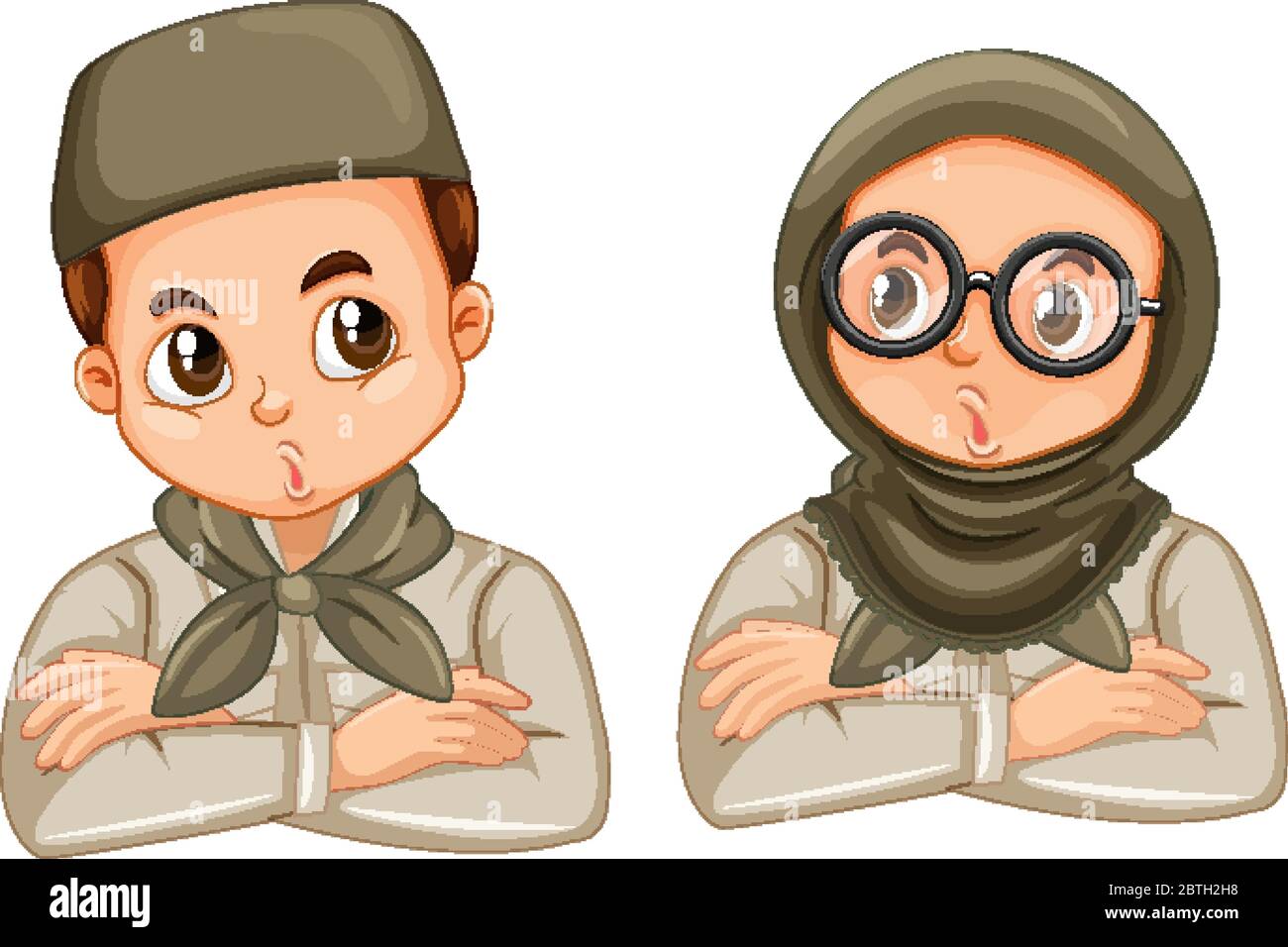 Young muslim student cartoon character illustration Stock Vector Image ...
