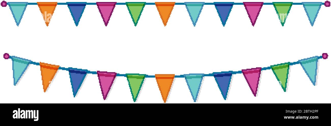 Celebrate colorful party flags on white background illustration Stock ...