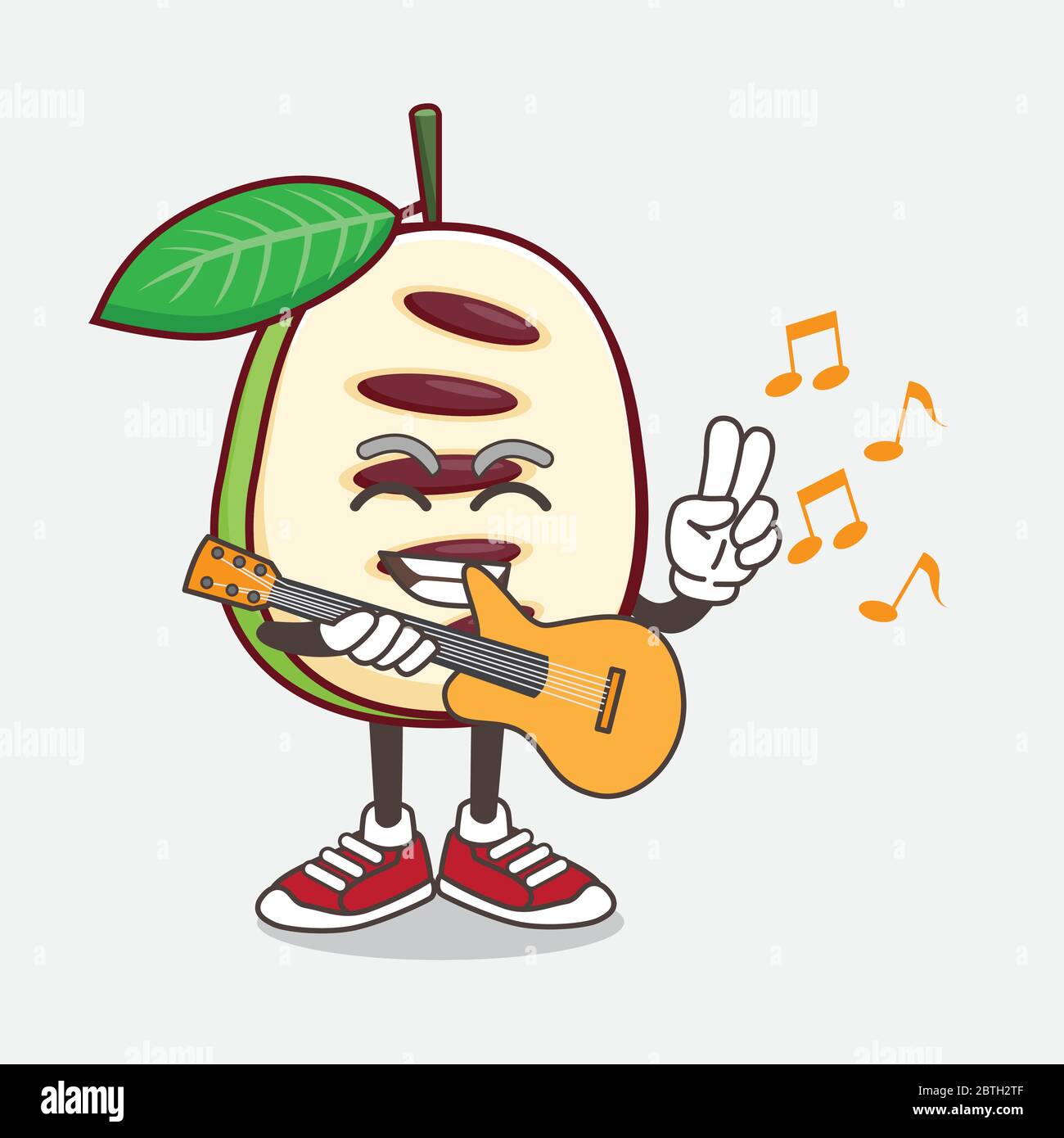An illustration of Pawpaw Fruit cartoon mascot character playing a ...