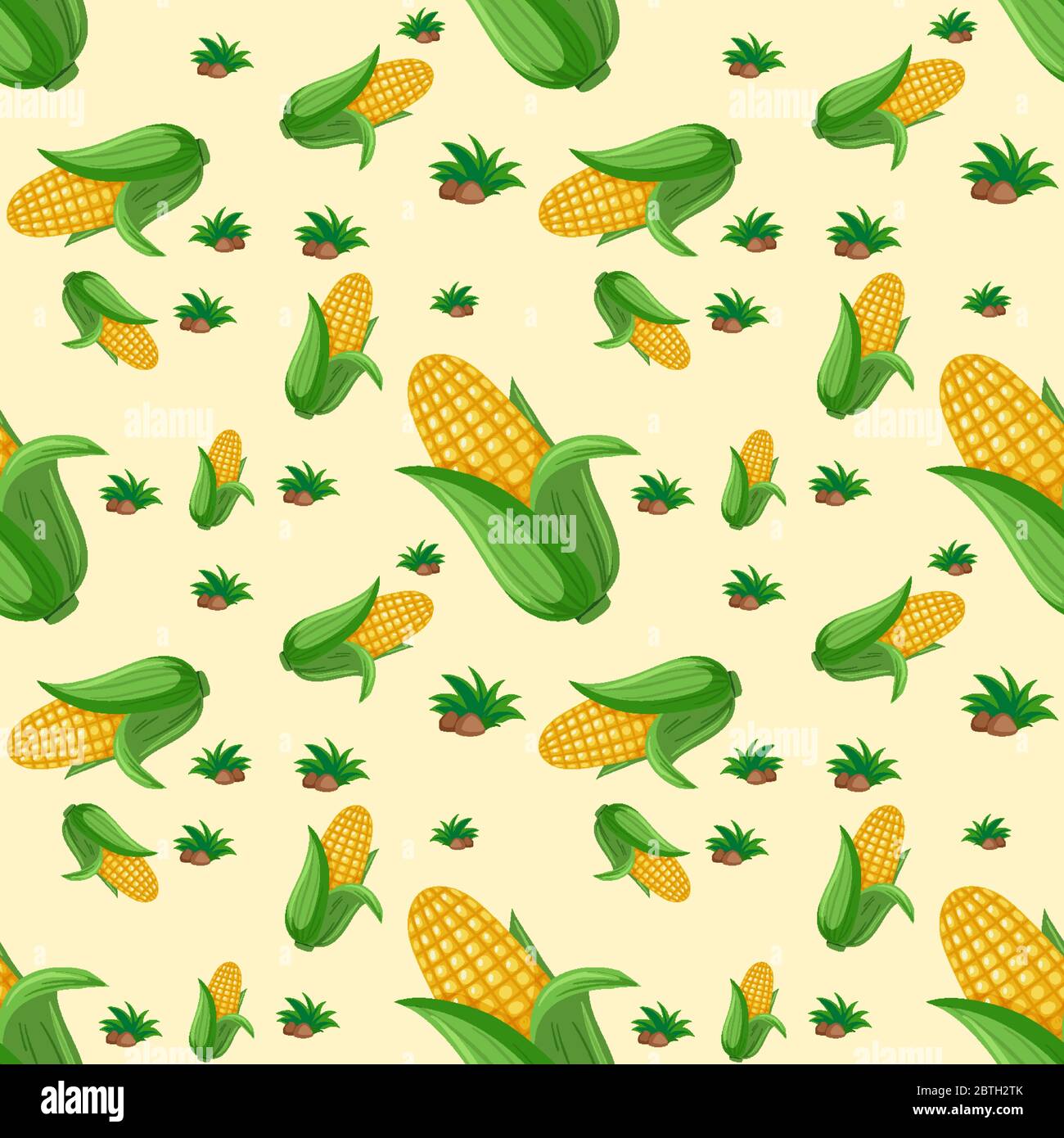Seamless pattern with cute corn on yellow background illustration Stock ...