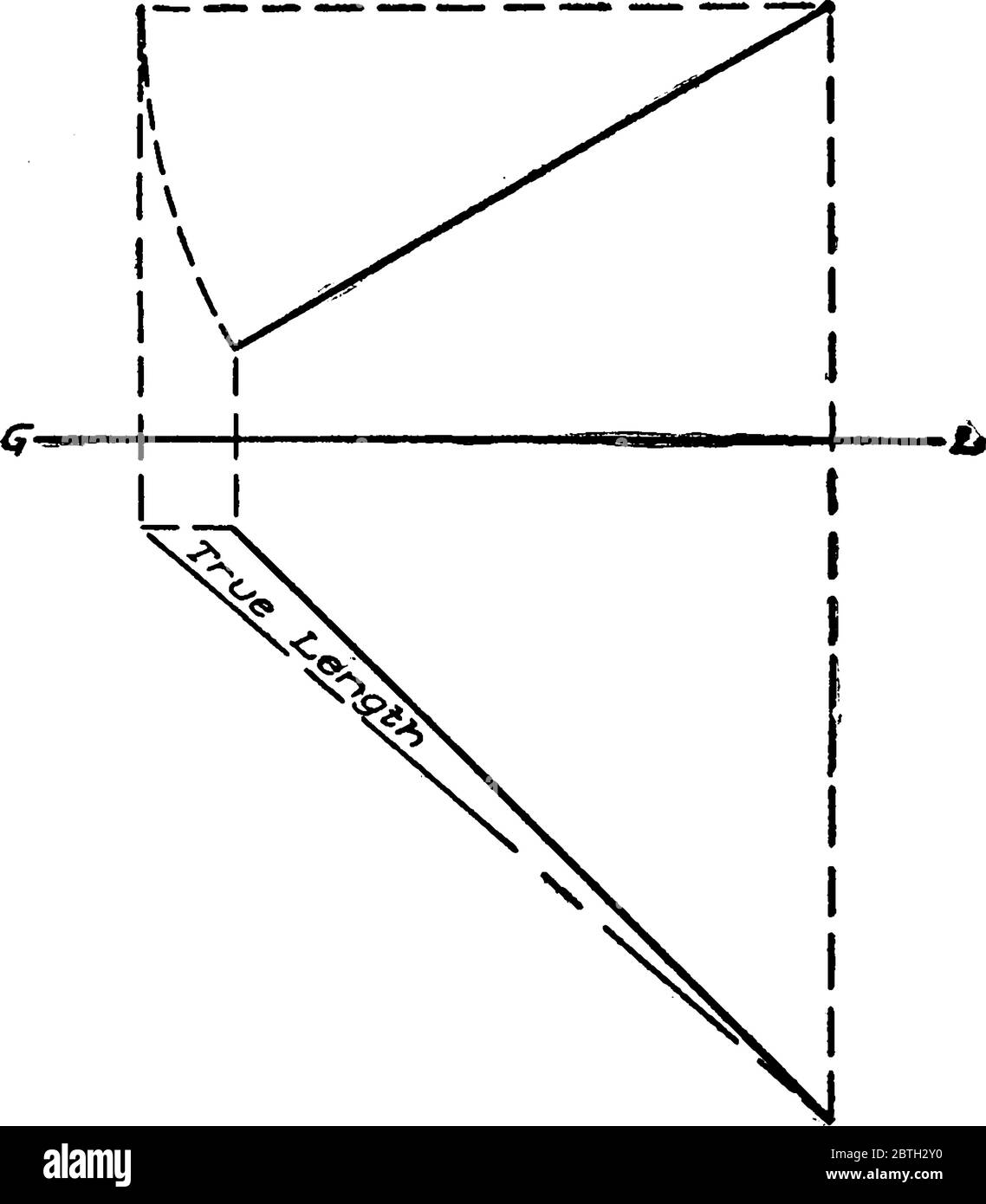 Line segment GL passing through some geometric shape, vintage line ...