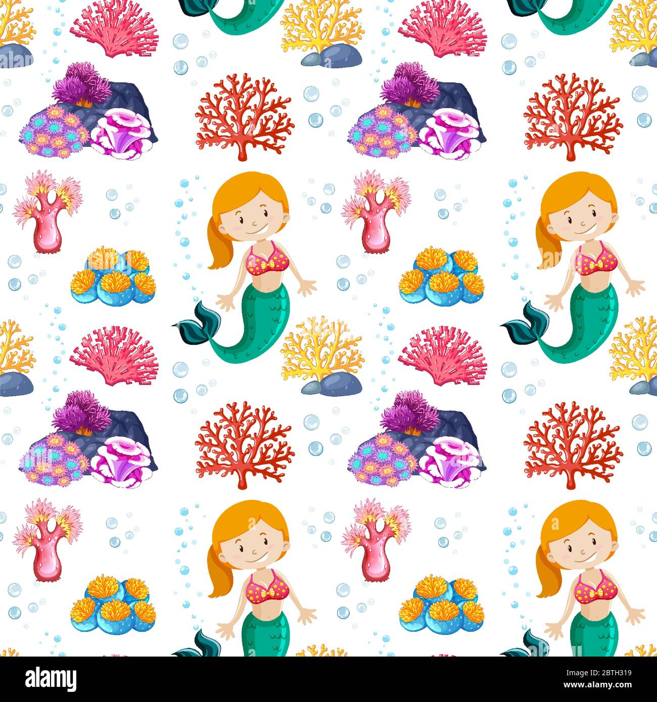 Mermaid seamless pattern with sea theme illustration Stock Vector Image ...