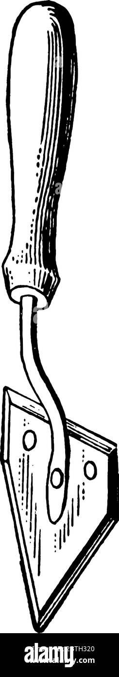 A trowel is a small hand tool used for digging, vintage line drawing or ...