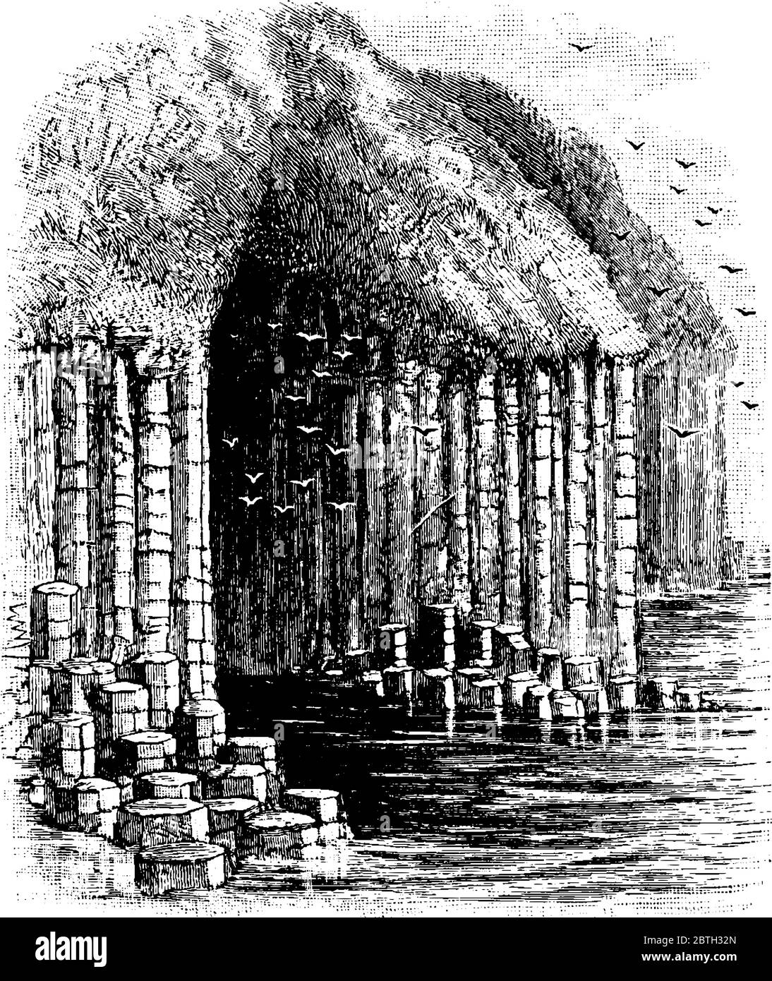 Basaltic Columns are formed by joining of hexagonal basalts, vintage ...