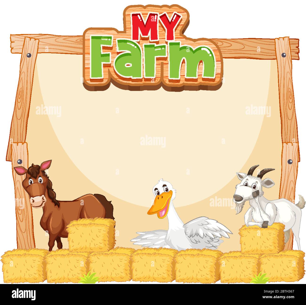 Border template design with farm animals illustration Stock Vector ...