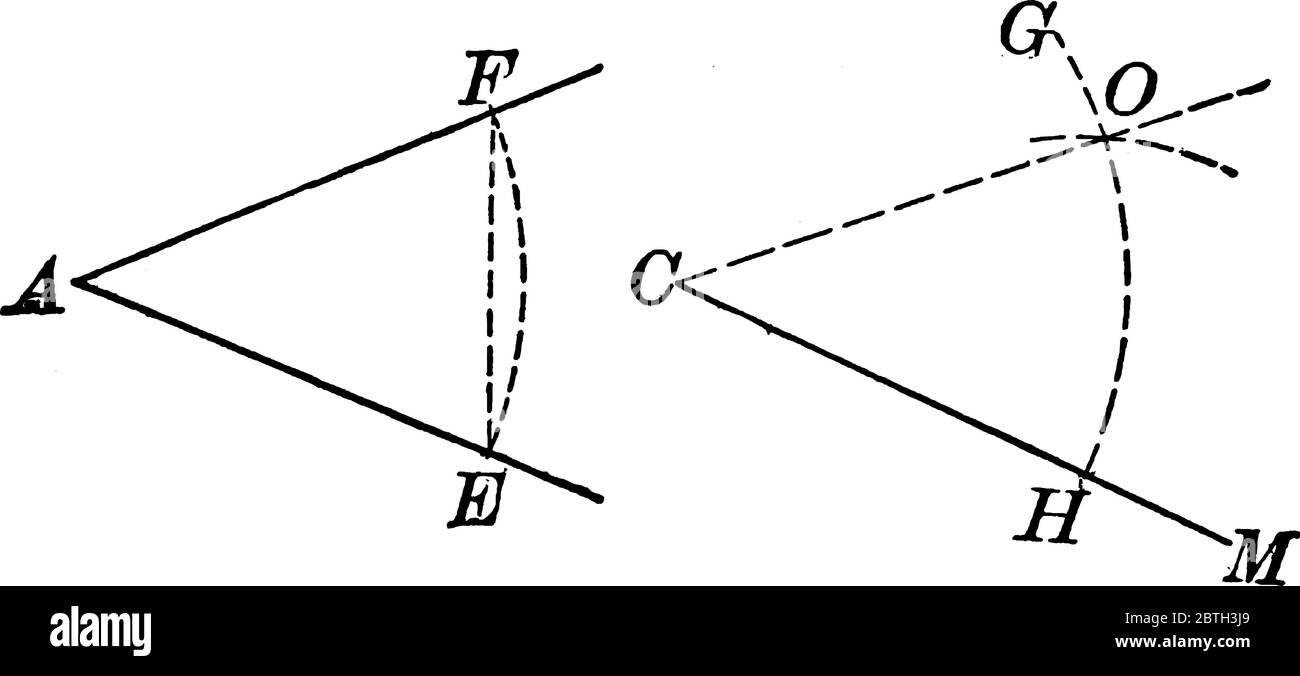 Construction of an angle when two Rays of line are given, vintage line ...
