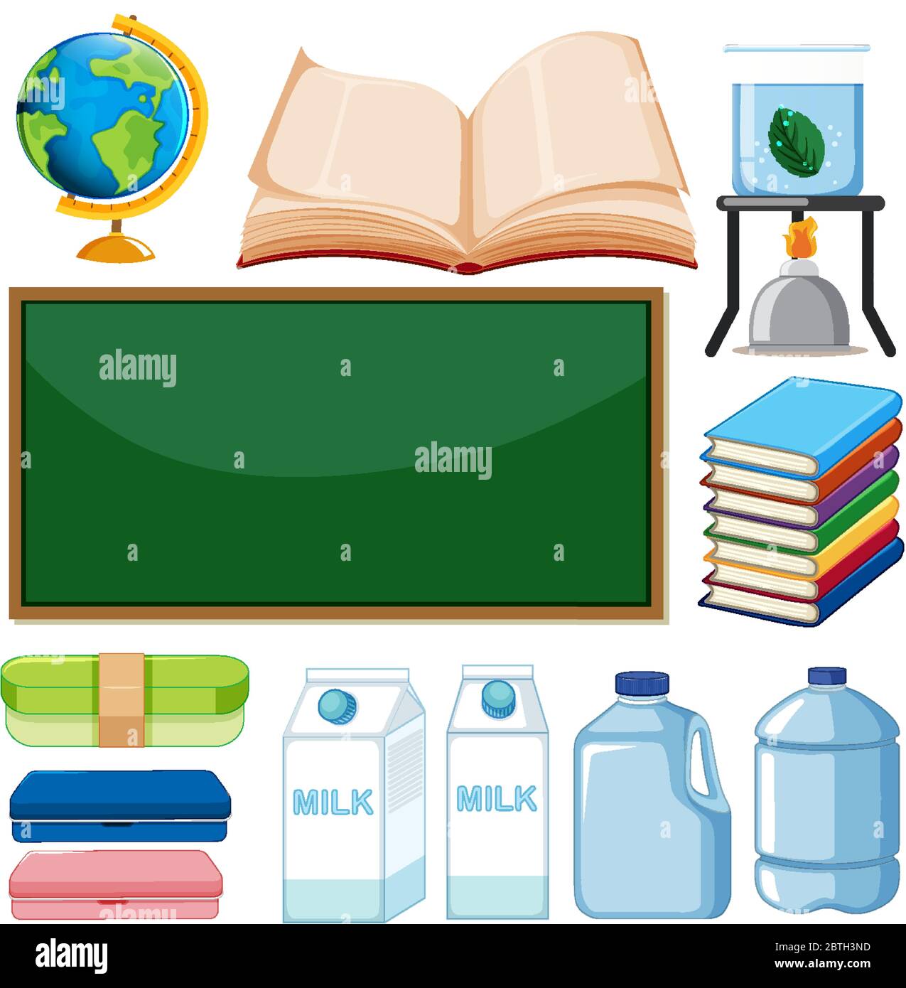 Set of school items on white background illustration Stock Vector Image ...