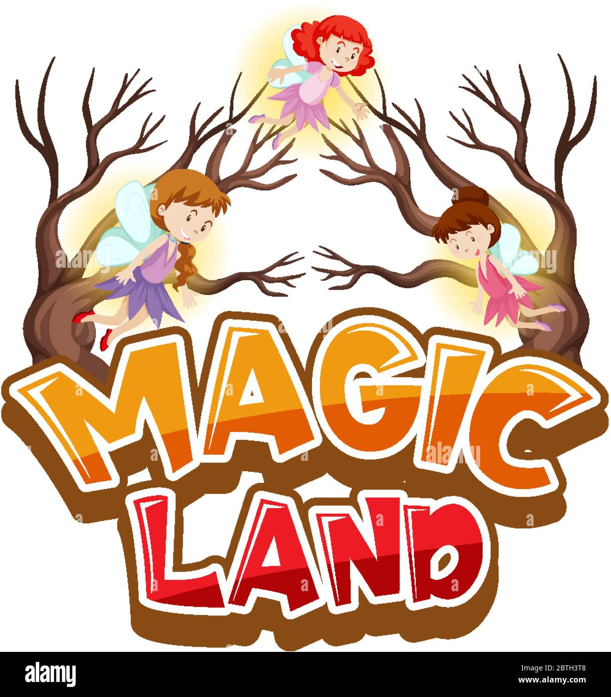 Font design for word magic land with many fairies flying illustration ...