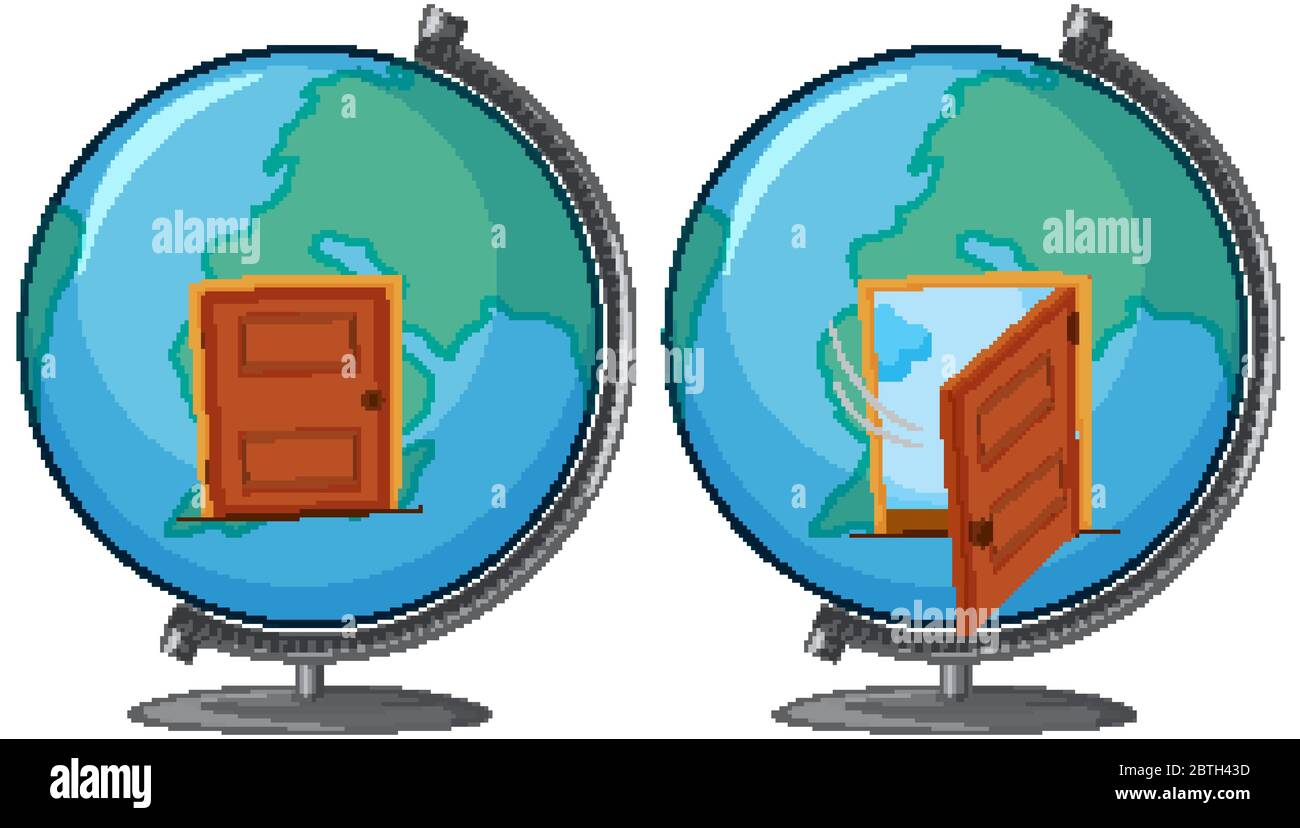 Earth with door closed and opened illustration Stock Vector Image & Art ...