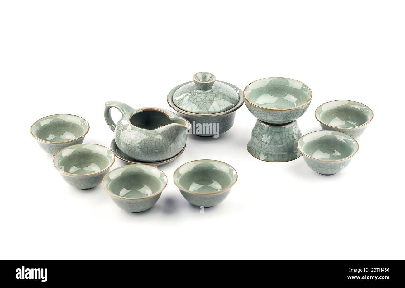 Porcelain Tea set isolated on white background Stock Photo - Alamy