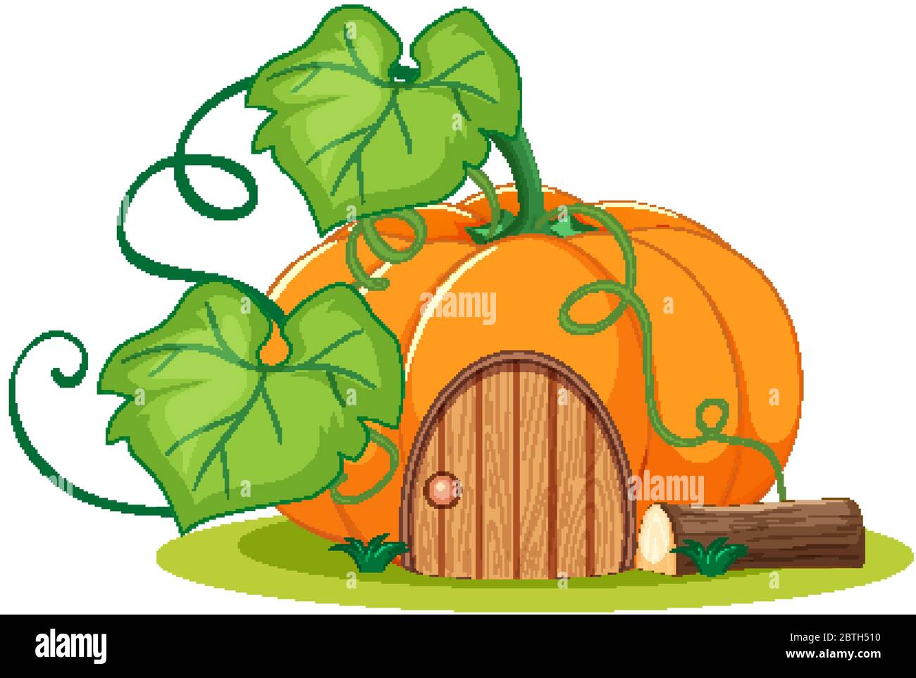 Pumpkin house cartoon style on white background illustration Stock ...