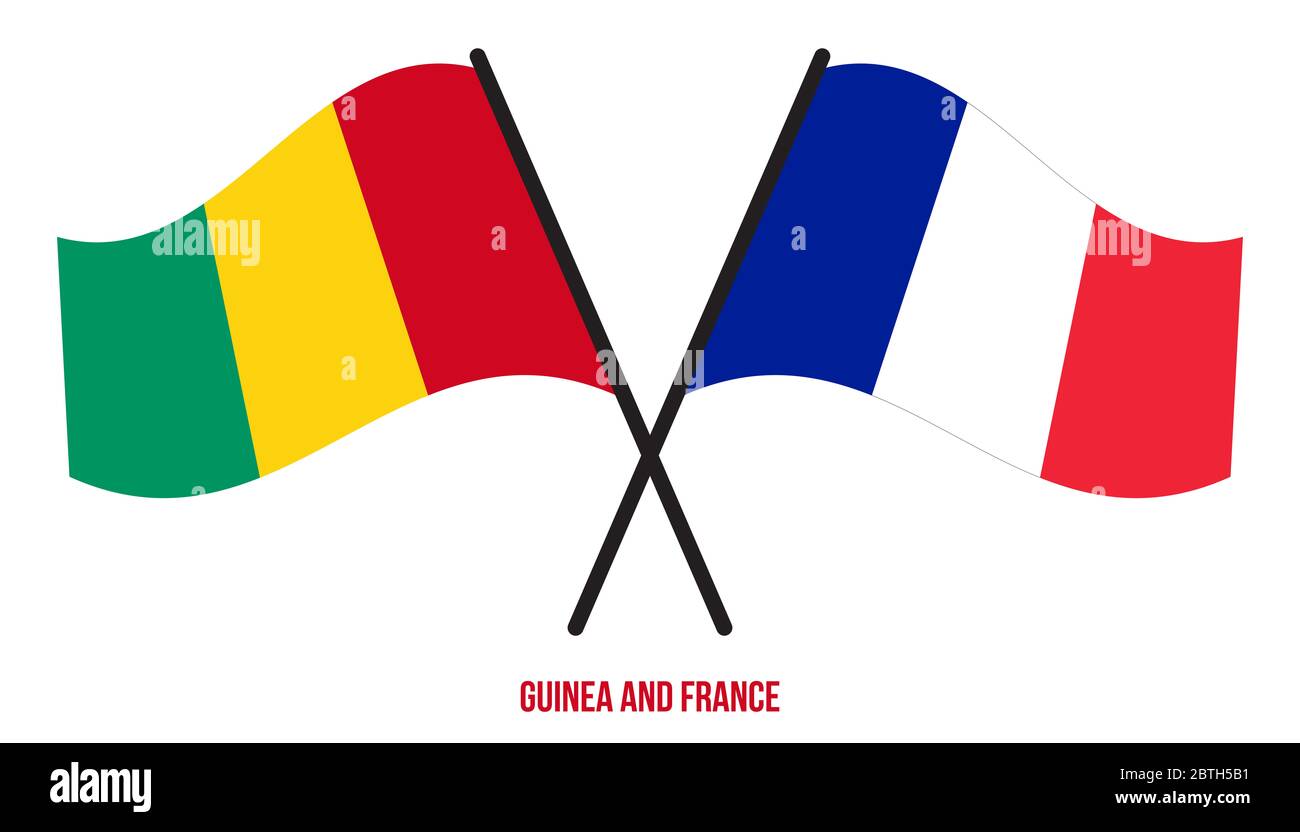 Guinea and France Flags Crossed And Waving Flat Style. Official ...