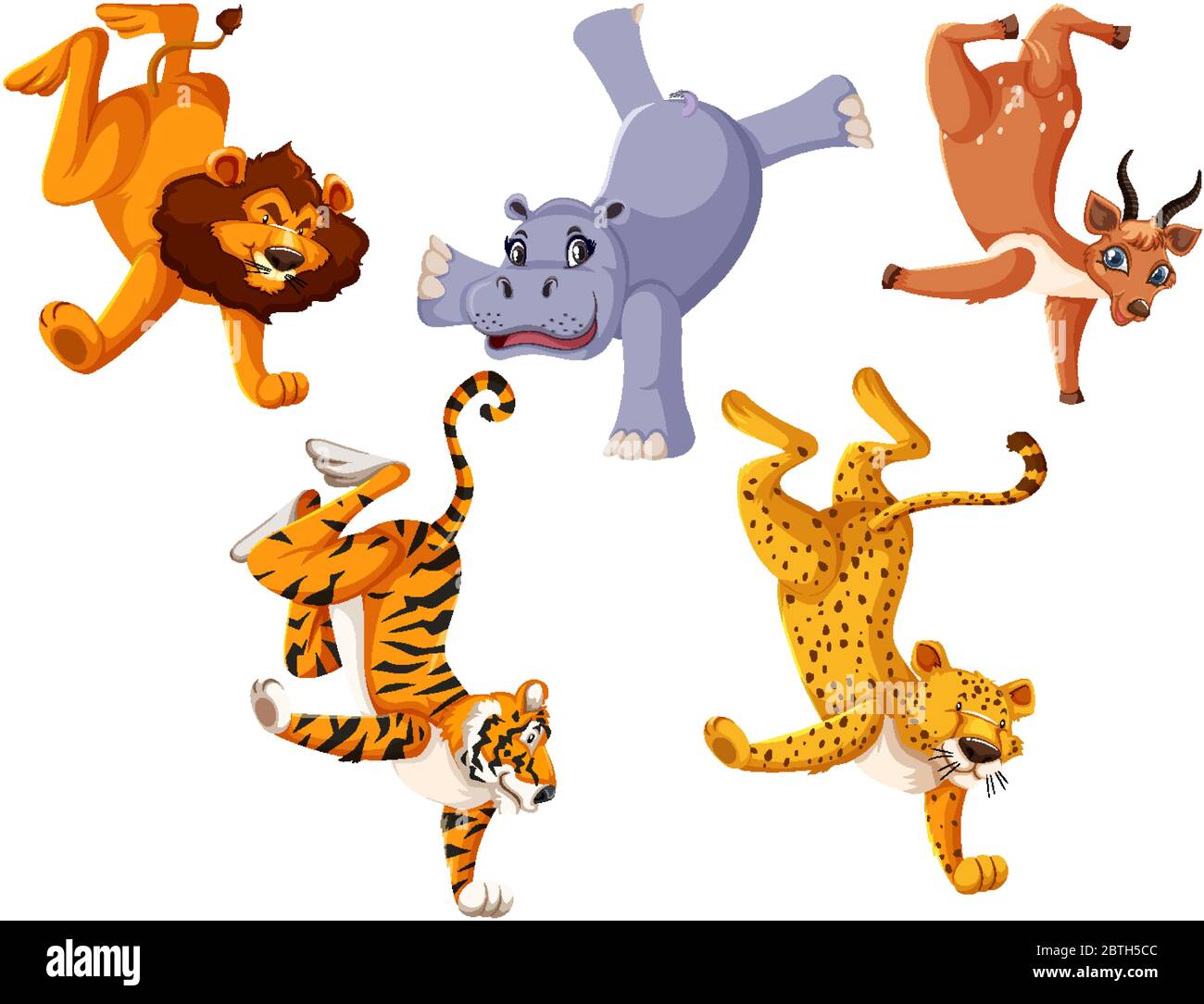 Set of wild animal standing on one hand illustration Stock Vector Image ...