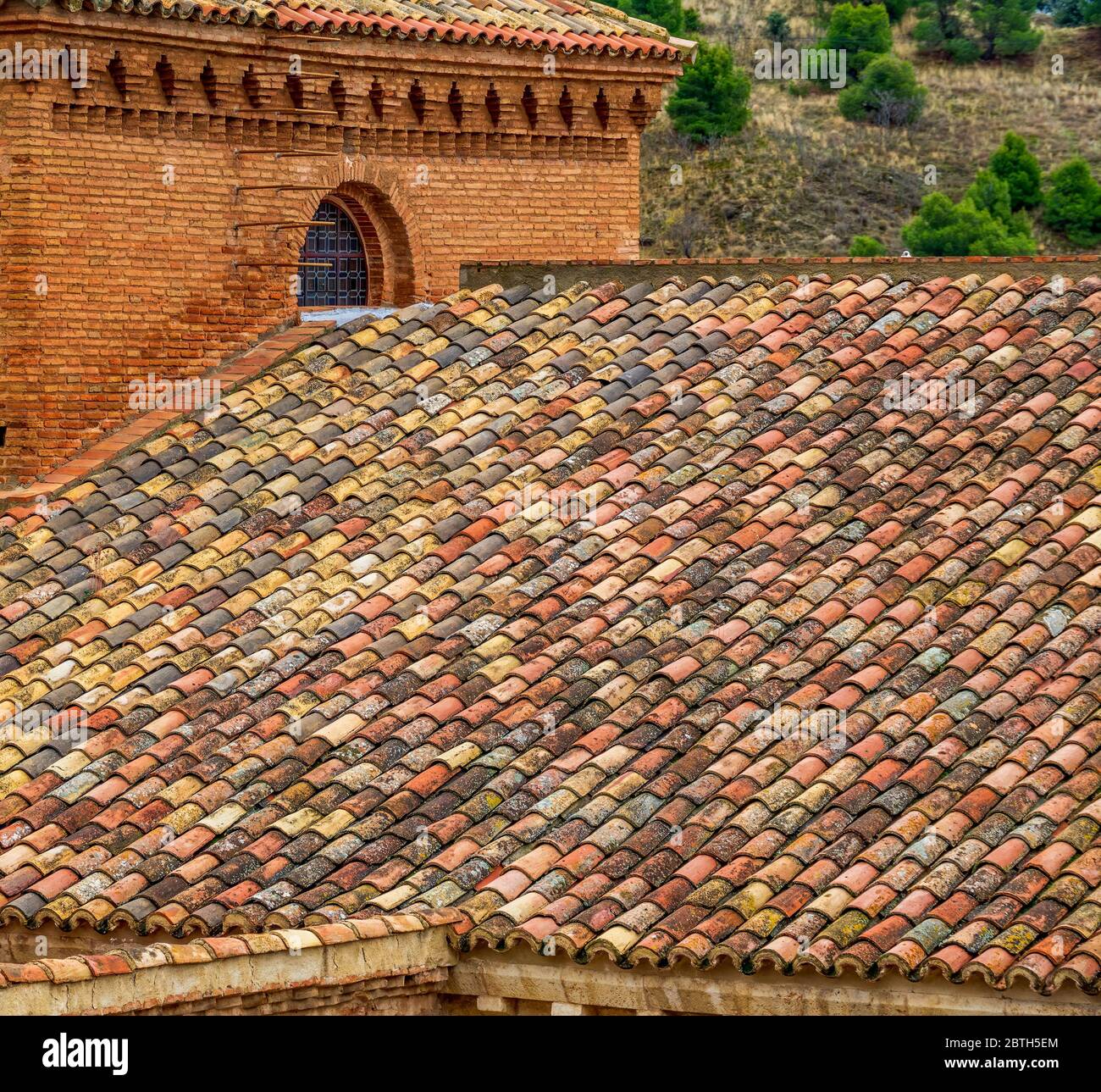Colorful tile roof rows closeup detailed view Stock Photo - Alamy