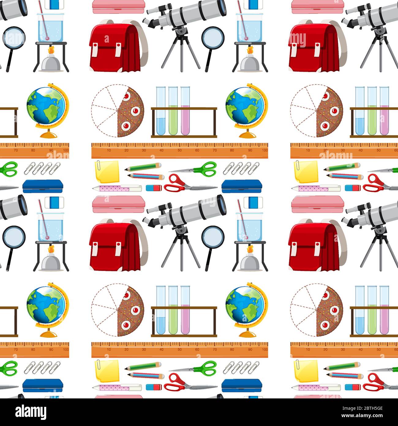 Seamless background design with school items illustration Stock Vector ...