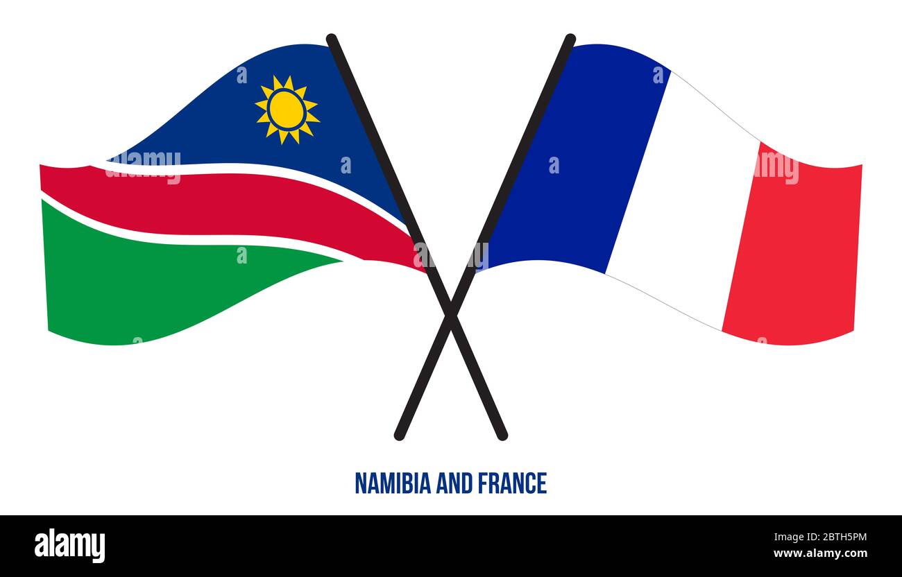 Namibia and France Flags Crossed And Waving Flat Style. Official ...