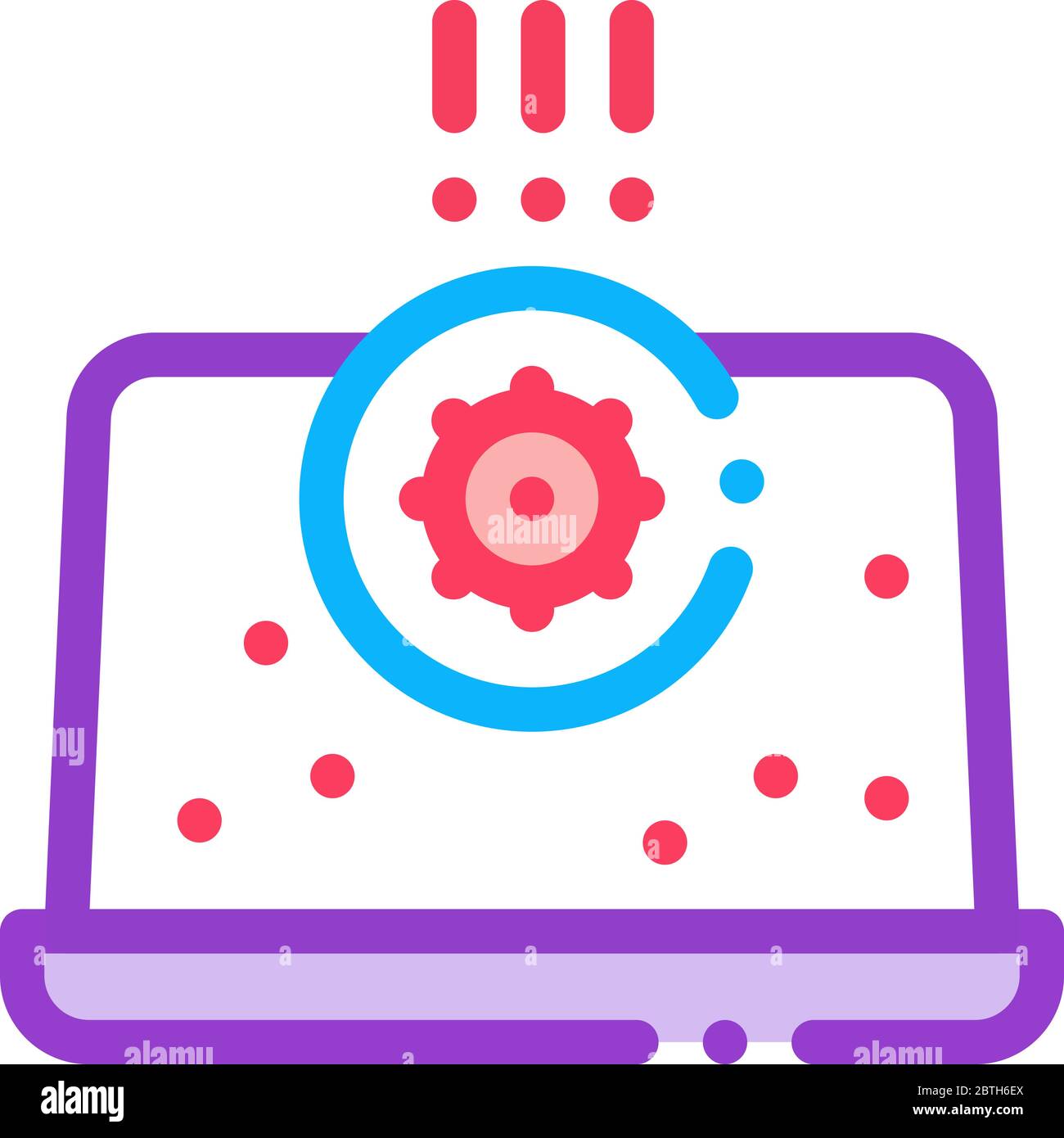 bacteria detection on laptop icon vector outline illustration Stock ...
