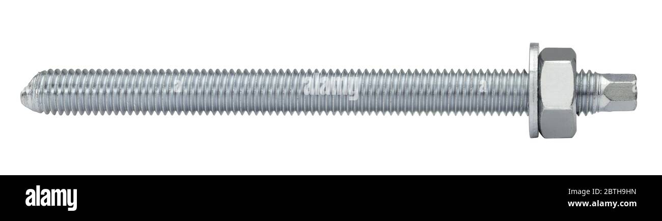 screw with nut in white back Stock Photo - Alamy