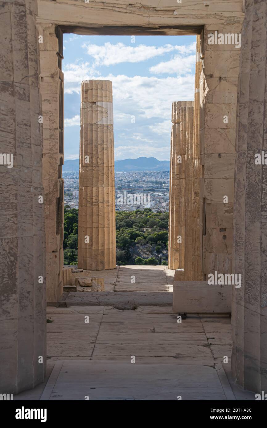 HISTORICAL COLUMNS AND ARCHITECTURE FROM ACROPOLIS, ATHENS Stock Photo ...