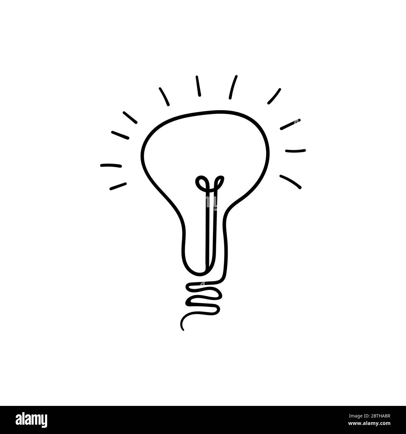 Light bulb hand drawn icon. Outline object isolated on white background ...