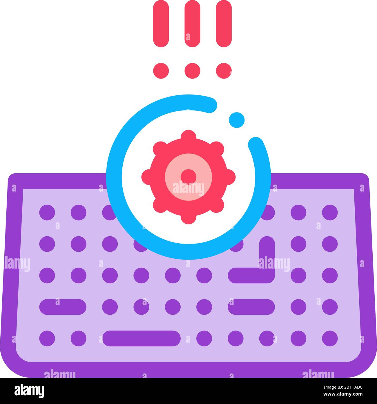 bacteria on computer keyboard icon vector outline illustration Stock ...