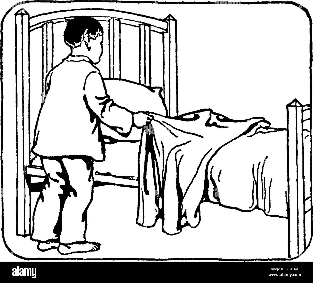 Boy Making Bed Clipart