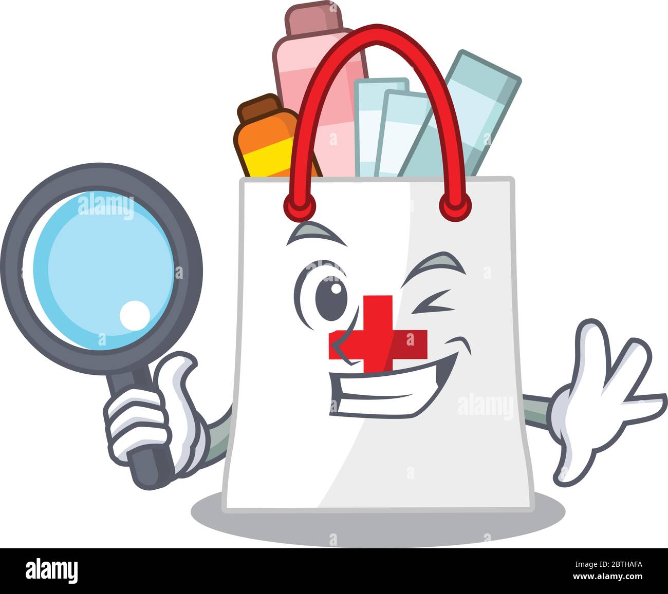 cartoon picture of drug shopping bag Detective using tools. Vector ...